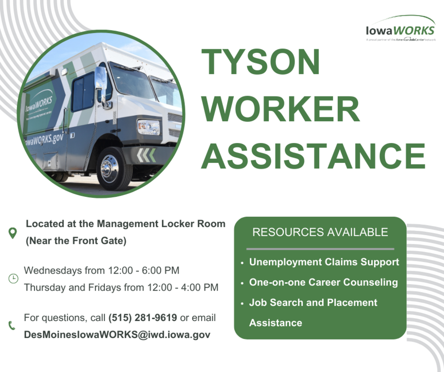 IowaWORKS Transition Center Open For Impacted Tyson Workers | Iowa ...